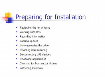 Preparing for Installation presentation | free to download