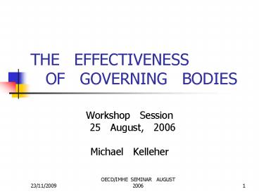 PPT – THE EFFECTIVENESS OF GOVERNING BODIES PowerPoint presentation ...