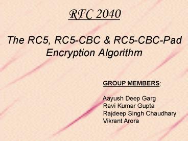 RFC 2040 The RC5, RC5CBC presentation | free to view