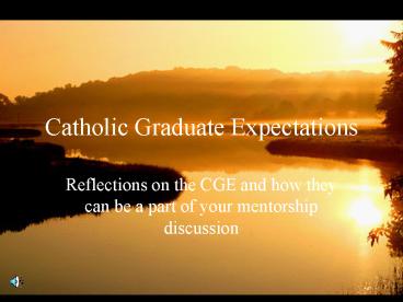 Catholic Graduate Expectations presentation | free to view