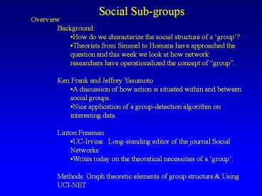 Social Subgroups presentation | free to download