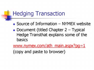 Hedging Transaction presentation | free to view