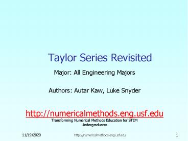 PPT – Taylor Series Revisited PowerPoint presentation | free to ...