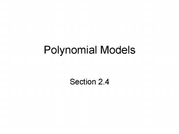 Polynomial Models presentation | free to view
