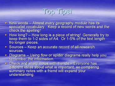 Top Tips presentation | free to view