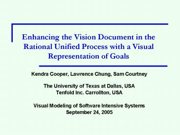 PPT – Enhancing the Vision Document in the Rational Unified Process ...