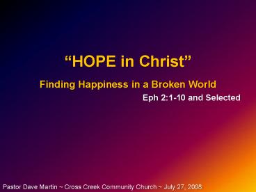HOPE in Christ presentation | free to view