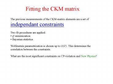 Fitting the CKM matrix presentation | free to view