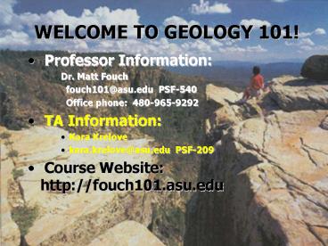 WELCOME TO GEOLOGY 101 presentation | free to view