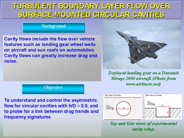 TURBULENT BOUNDARY LAYER FLOW OVER SURFACE-MOUNTED CIRCULAR CAVITIES ...