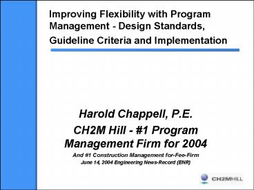 Improving Flexibility with Program Management Design Standards ...