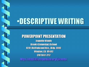 DESCRIPTIVE WRITING presentation | free to view