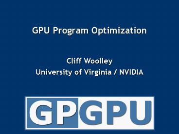 GPU Program Optimization presentation | free to view