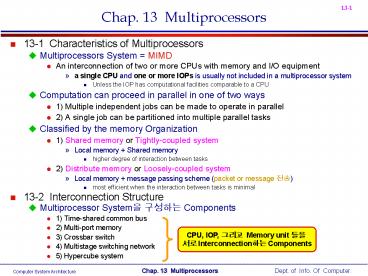 Chap' 13 Multiprocessors presentation | free to view