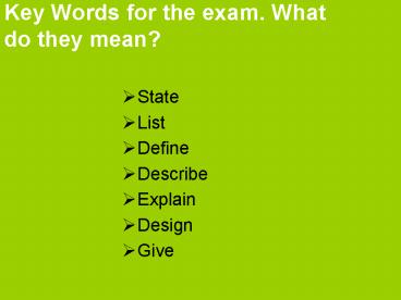 PPT – Key Words for the exam' What do they mean PowerPoint presentation ...