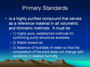Primary Standards presentation | free to download