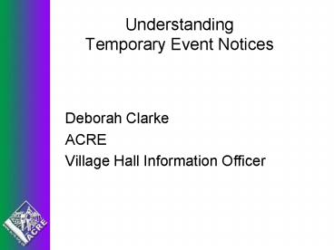 Understanding Temporary Event Notices presentation | free to view