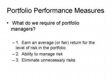 PPT – Portfolio Performance Measures PowerPoint presentation | free to ...