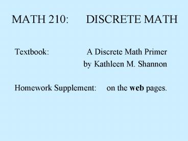 PPT – MATH 210: DISCRETE MATH PowerPoint presentation | free to view ...