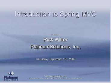 Introduction to Spring MVC presentation | free to view