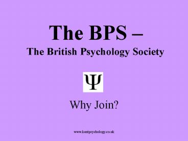 The BPS The British Psychology Society presentation | free to view