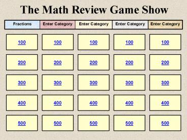The Math Review Game Show presentation | free to view