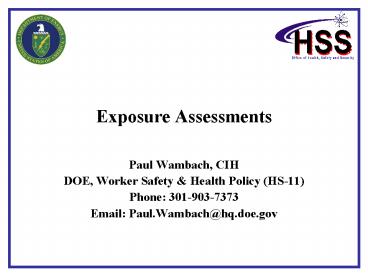Exposure Assessments presentation | free to view