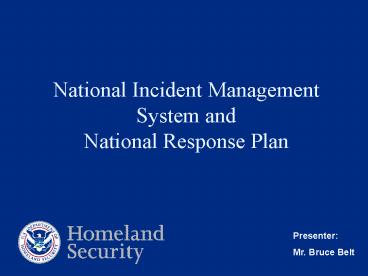 PPT – National Incident Management System and National Response Plan ...