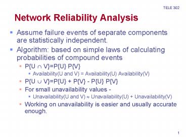 PPT – Network Reliability Analysis PowerPoint presentation | free to ...