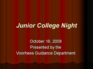 Junior College Night presentation | free to view