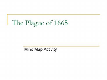 The Plague of 1665 presentation | free to view