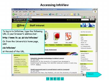 Accessing InfoView presentation | free to view
