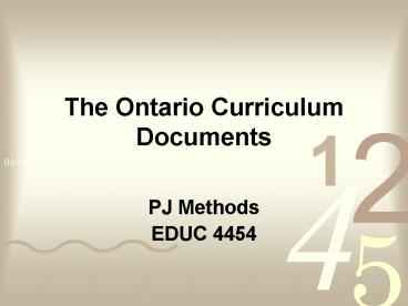 PPT – The Ontario Curriculum Documents PowerPoint presentation | free ...