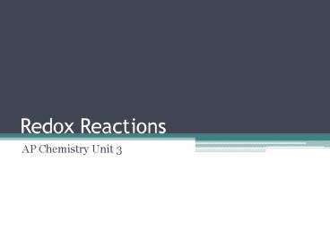 Redox Reactions presentation | free to view