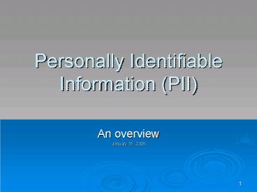 Personally Identifiable Information PII presentation | free to download