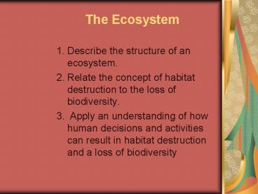 The Ecosystem presentation | free to view