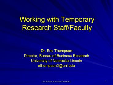 Working with Temporary Research StaffFaculty presentation | free to view