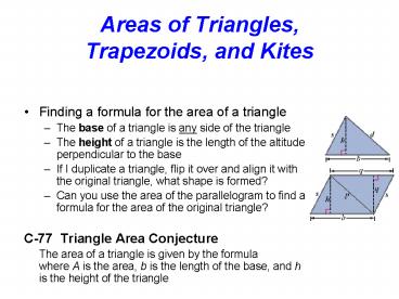 Areas of Triangles, Trapezoids, and Kites presentation | free to view