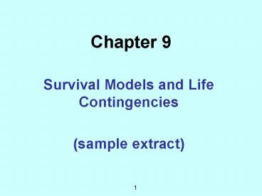 Survival Models and Life Contingencies presentation | free to view