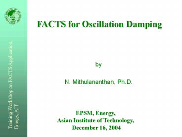 FACTS for Oscillation Damping presentation | free to view