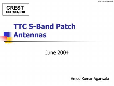 TTC SBand Patch Antennas presentation | free to view