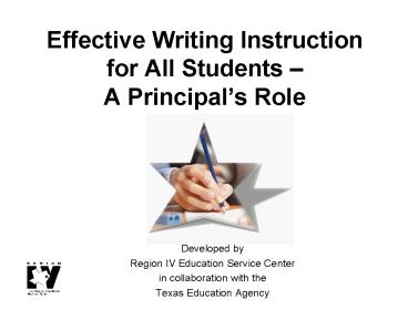 Effective Writing Instruction for All Students A Principals Role ...