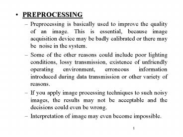 PREPROCESSING presentation | free to view