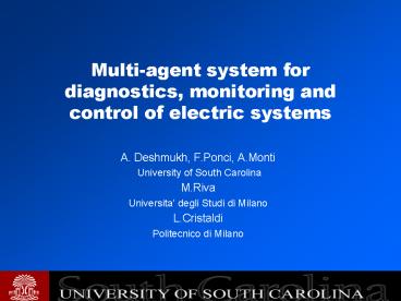 PPT – Multiagent system for diagnostics, monitoring and control of ...