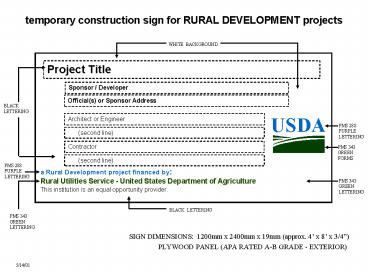 temporary construction sign for RURAL DEVELOPMENT projects presentation ...