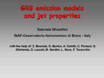 PPT – GRB emission models and jet properties PowerPoint presentation ...