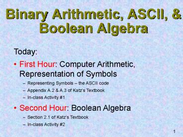 Binary Arithmetic, ASCII, presentation | free to view