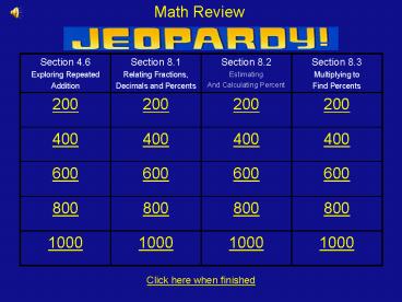PPT – Math review jeopardy PowerPoint presentation | free to download ...