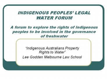 INDIGENOUS PEOPLES presentation | free to view