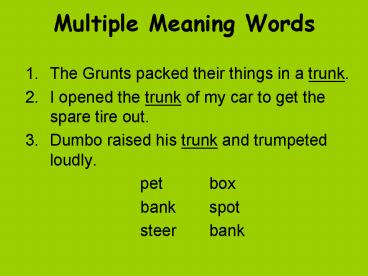 Multiple Meaning Words presentation | free to view
